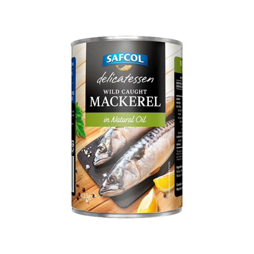 Safcol Delicatessen Wild Caught Mackerel in Natural Oil 425g - Safcol